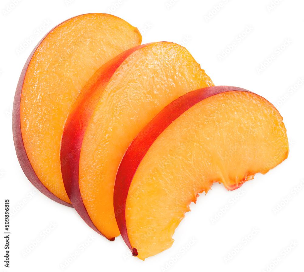 slices of peach fruit isolated on white background. full depth of field ...
