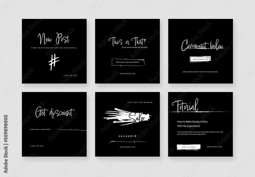 Creative Black and White Social Post Layouts Stock Template | Adobe Stock