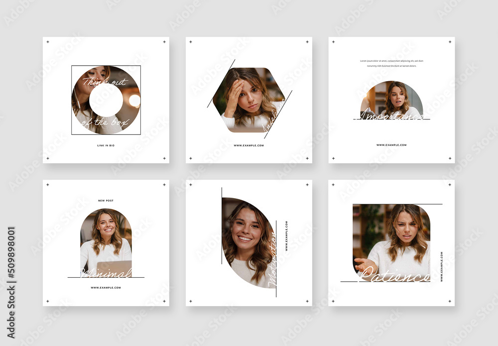 Social Media Posts with Line Art Design Stock Template | Adobe Stock