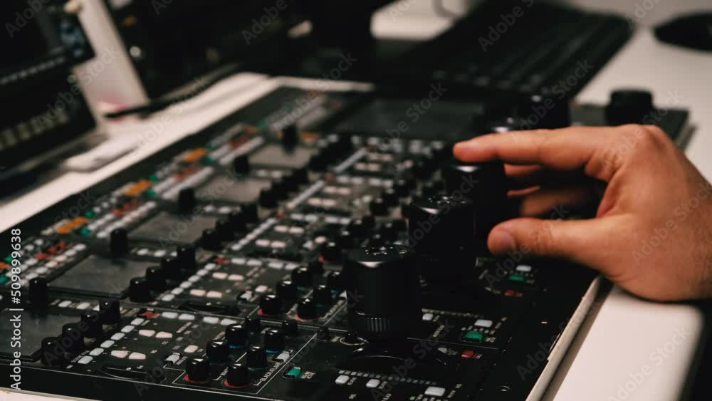 Producer Working With Control Desk in TV Studio. Tv Directing Stock ...