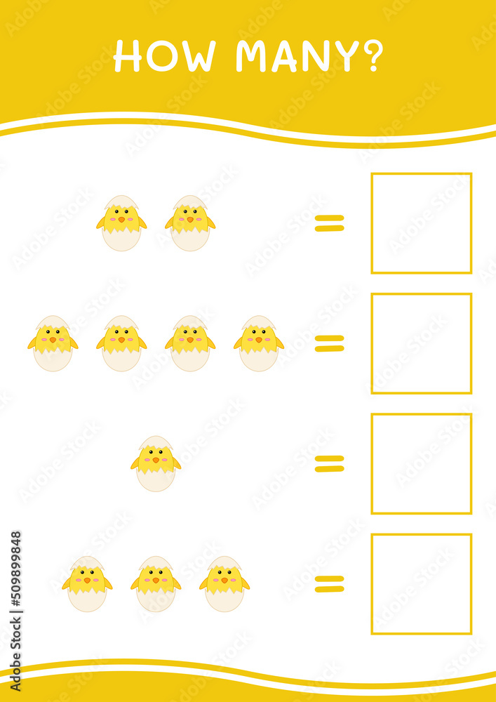 How many of Chick, game for children. Vector illustration, printable ...