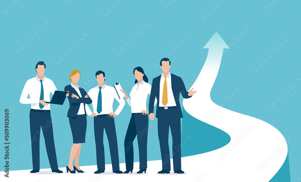 Career growth. The leader shows the employees the path to successful ...