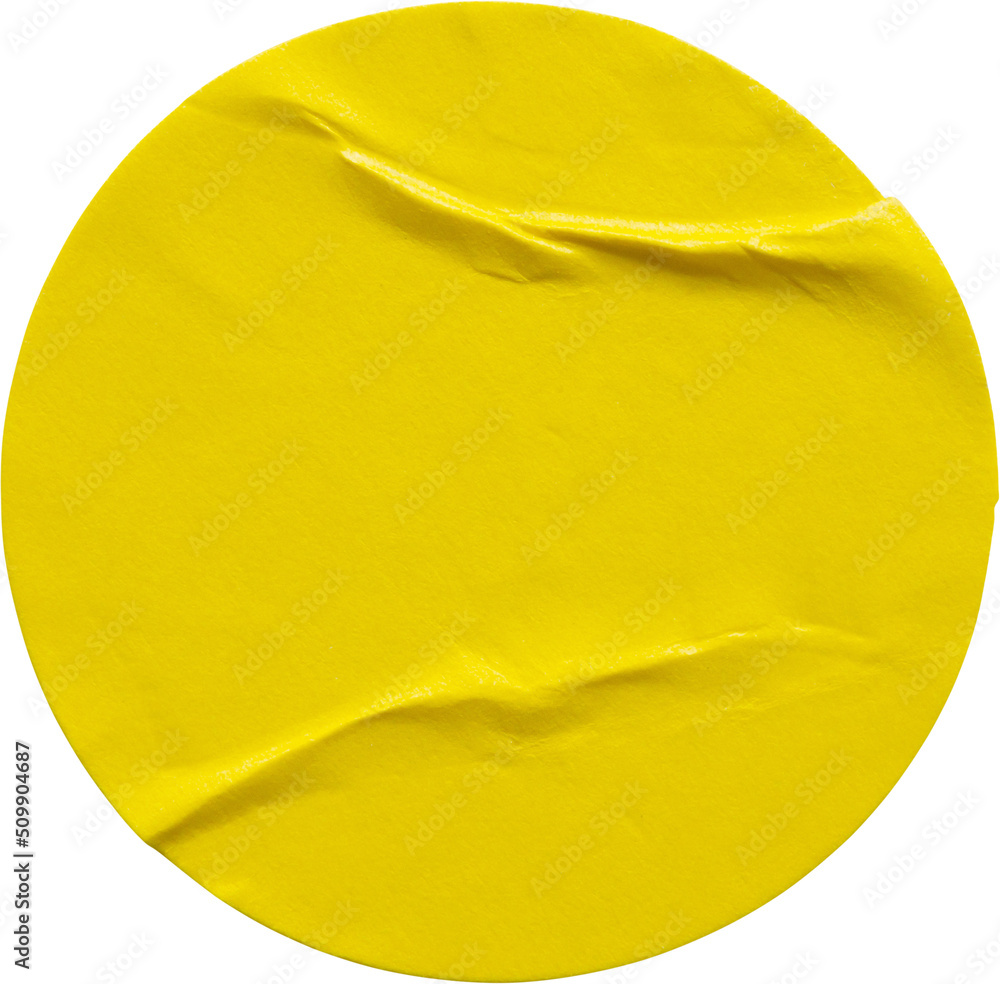 Yellow round paper sticker label isolated Stock Photo | Adobe Stock