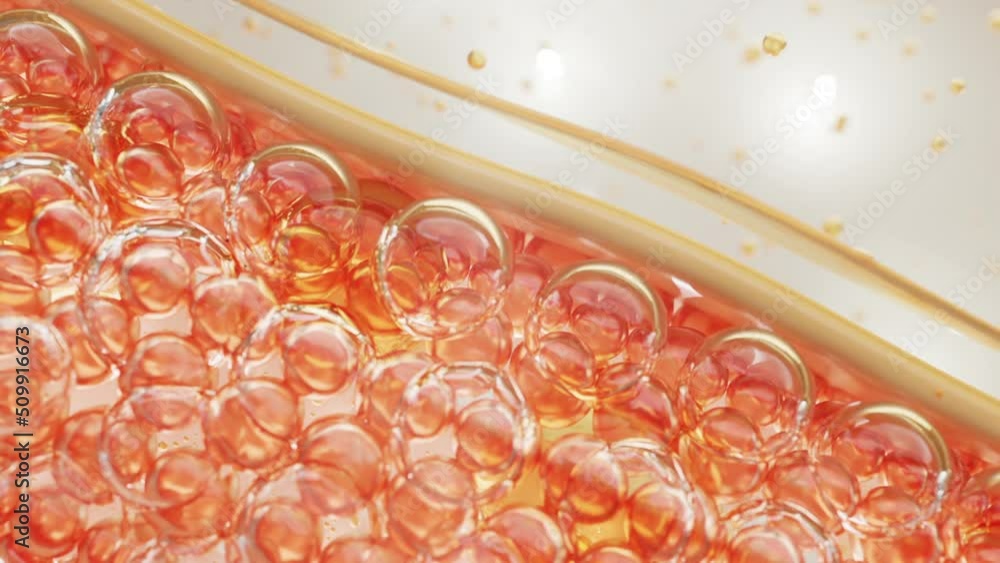 Animation serum molecule through the skin layer and reduce up saggy ...