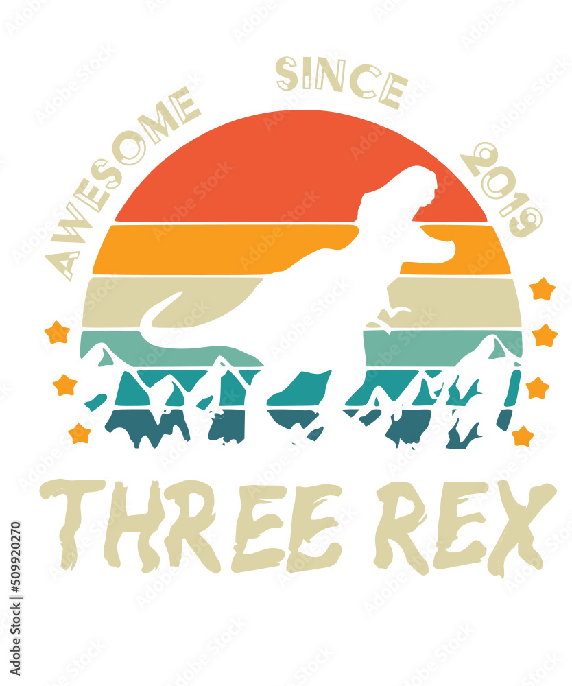Vektorová grafika „3rd Birthday dinosaur svg, three rex svg, 3rd ...