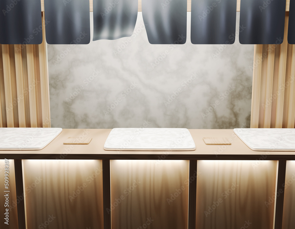 Product or food display podium Japanese restaurant style with marble ...