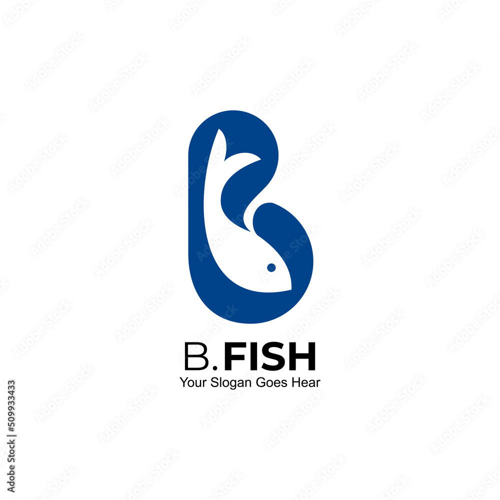 Letter B logo and fish design, simple logo template Stock Vector ...