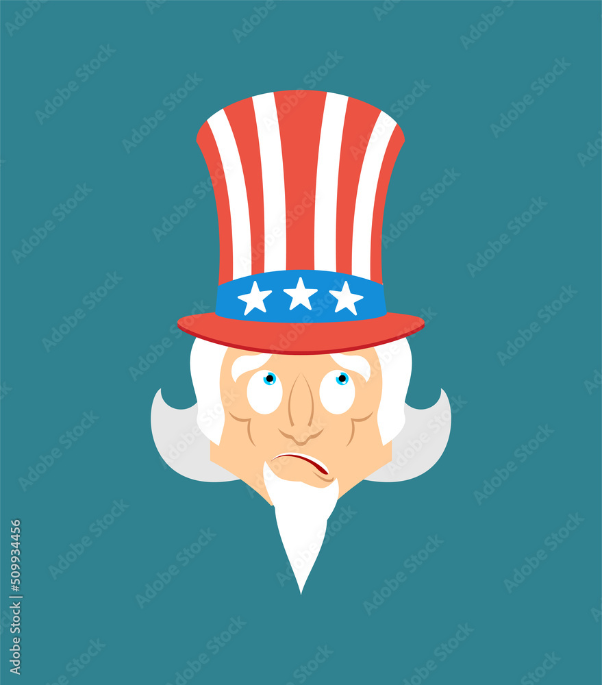 Uncle Sam confused emoji oops. Man perplexed emotions. Uncle Sam ...