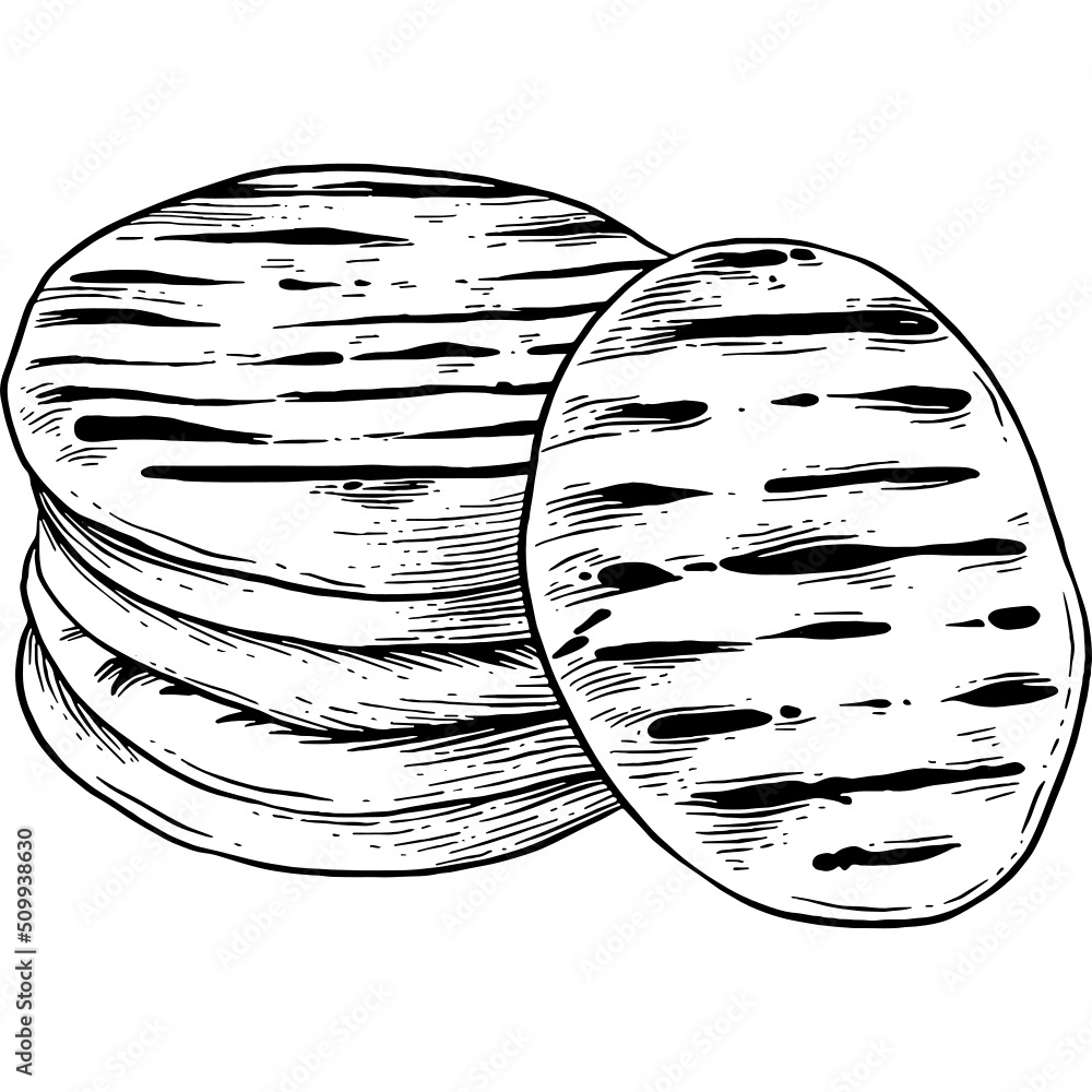 Hand drawn Arepa Bread vector de Stock | Adobe Stock