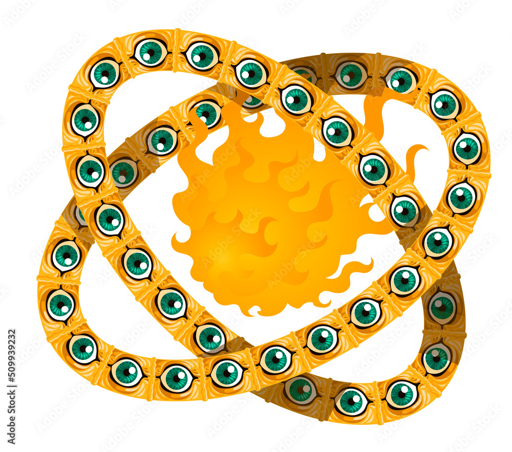 ophannin wheel of eyes Ezekiel's bible vision of angels Stock Vector ...