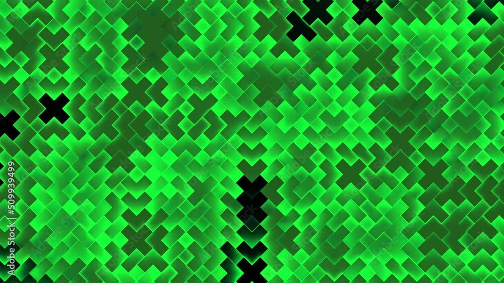 Abstract green square motion graphics. Design. Colorful cross shapes ...