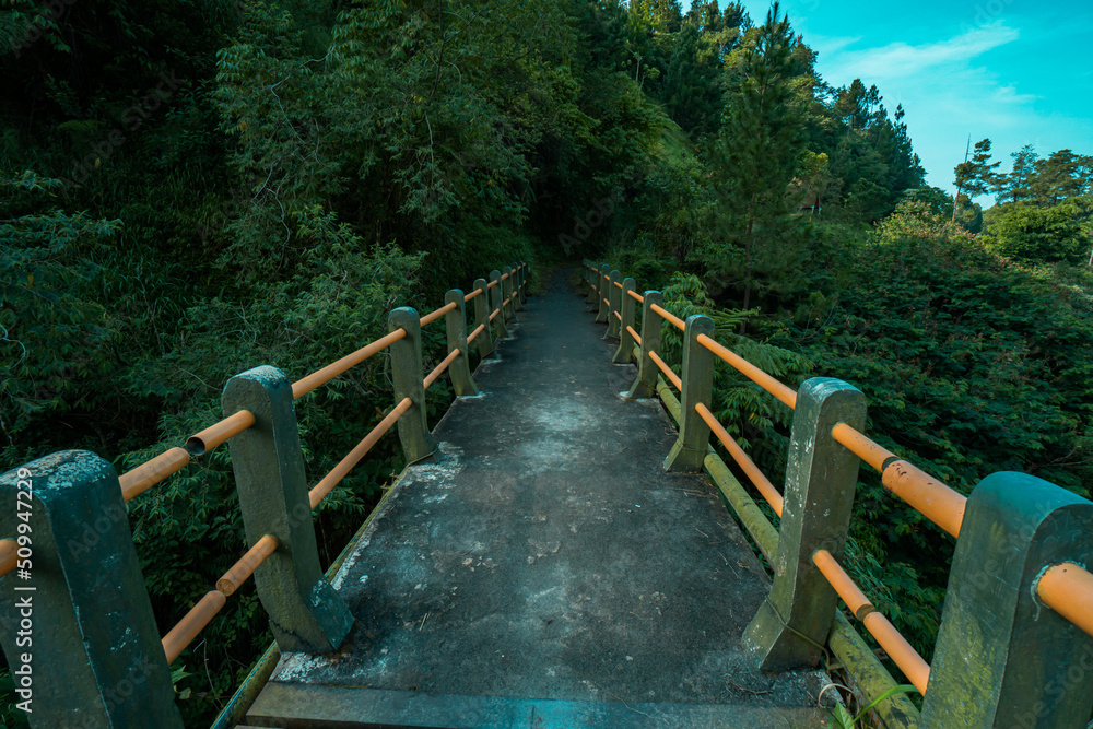 Iconic bridge in one of the tourist destinations in Kali Kuning, Sleman ...