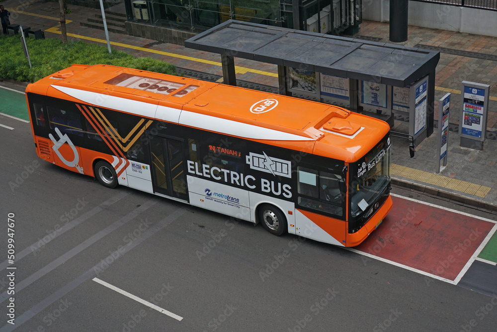 Jakarta, Indonesia. June 8, 2022. The electric bus is one of the ...
