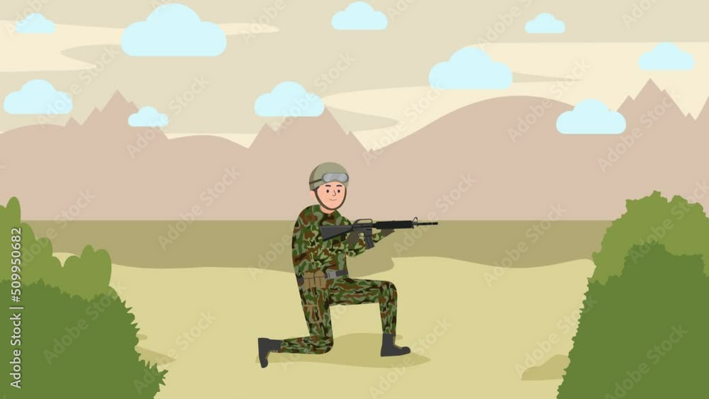 Soldier training with an assault rifle on a parade ground 4K footage ...