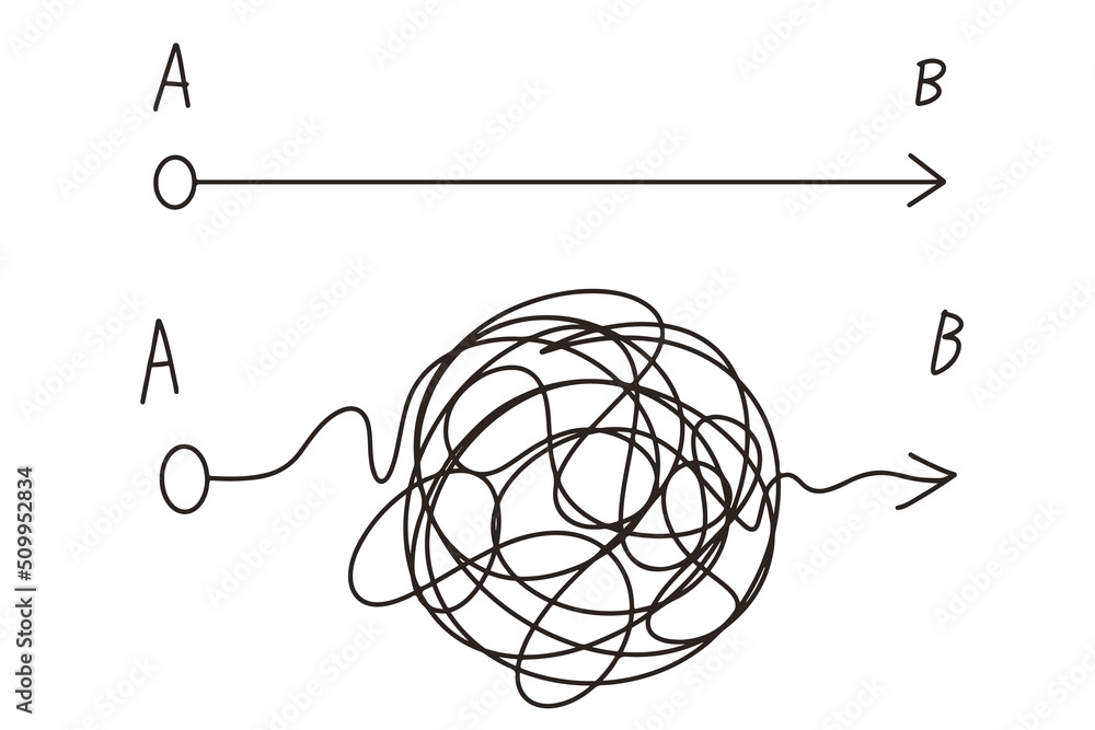 Point A and B concept. Plan expectation and reality, concept about ...