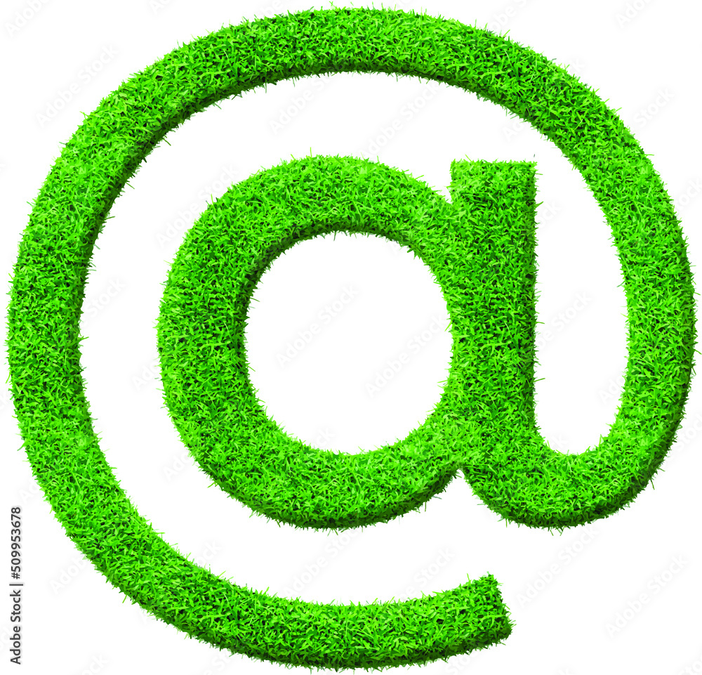 Green grass textured at the rate symbols. At sign, strudel, at the rate ...