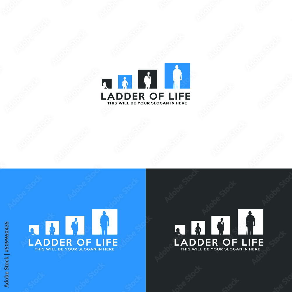 A set of ladder of life infancy to old age logo design vector ...
