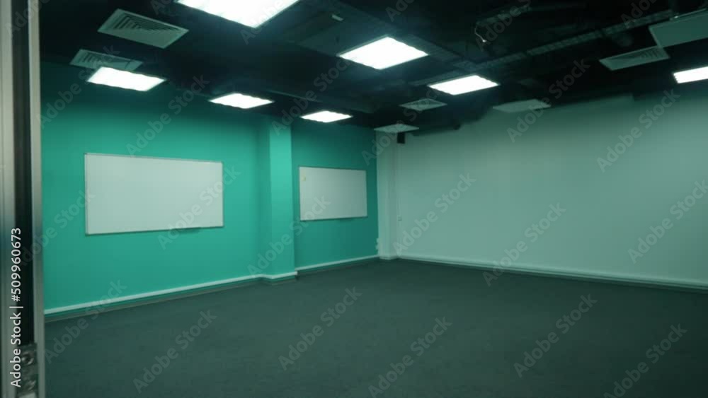 Meeting room, the interior of empty office space, a walk through the ...