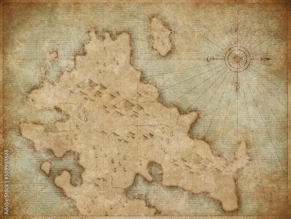 pirates treasure map with blue ocean Stock Illustration | Adobe Stock