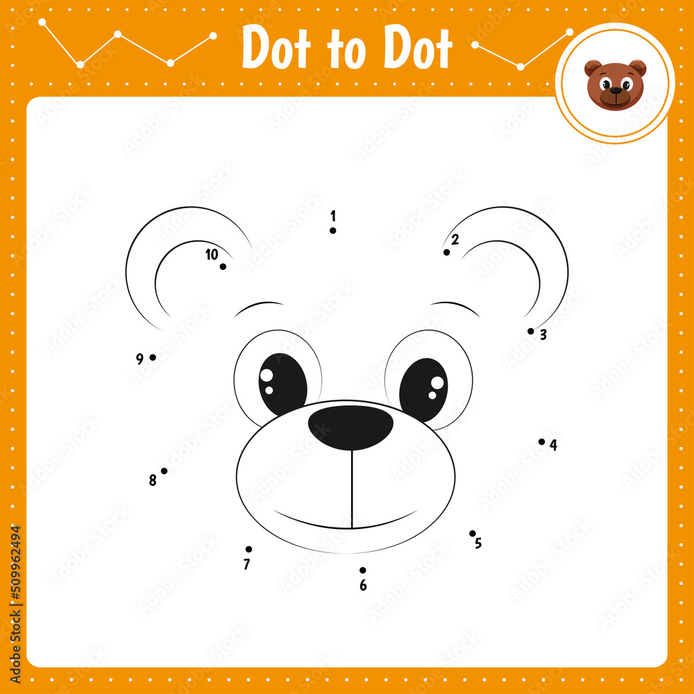Connect the dots. Bear. Animal. Dot to dot educational game. Coloring ...
