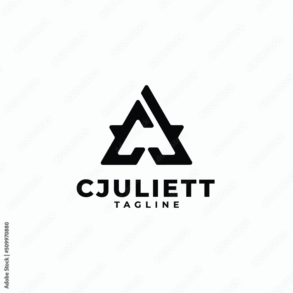 Triangle initials monogram logo with letter A, CJ, C and J Stock Vector ...