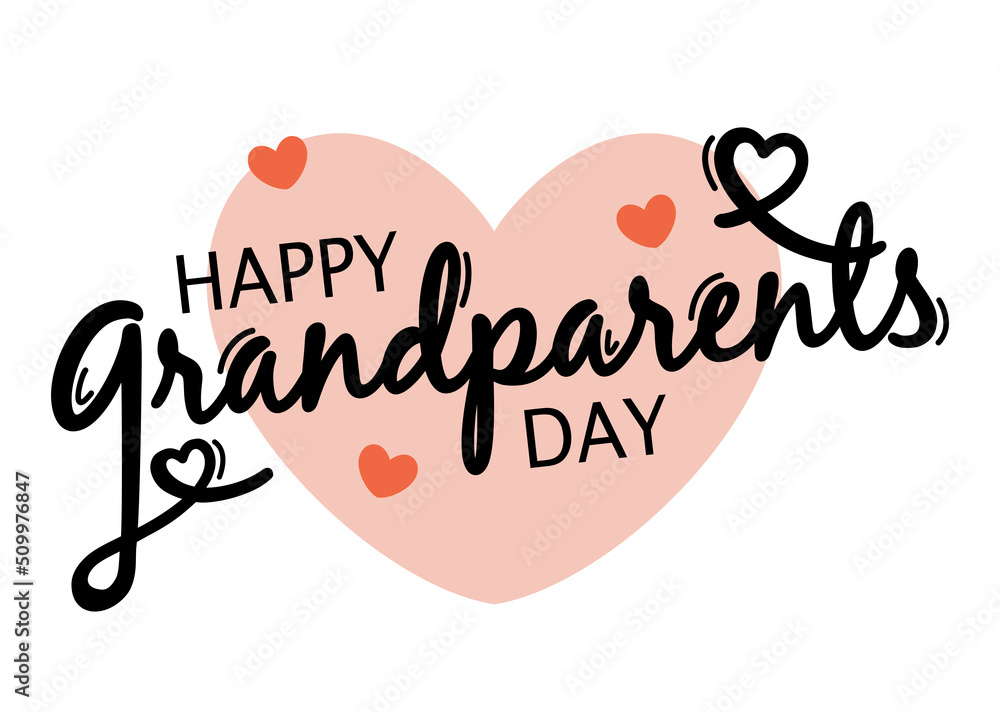 Grandparents day greeting card. Happy grandparents day, heart ...