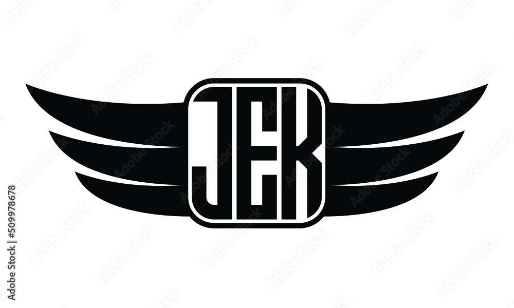 JEK three Letter Wings Flying Initial wing symbol minimalist creative ...