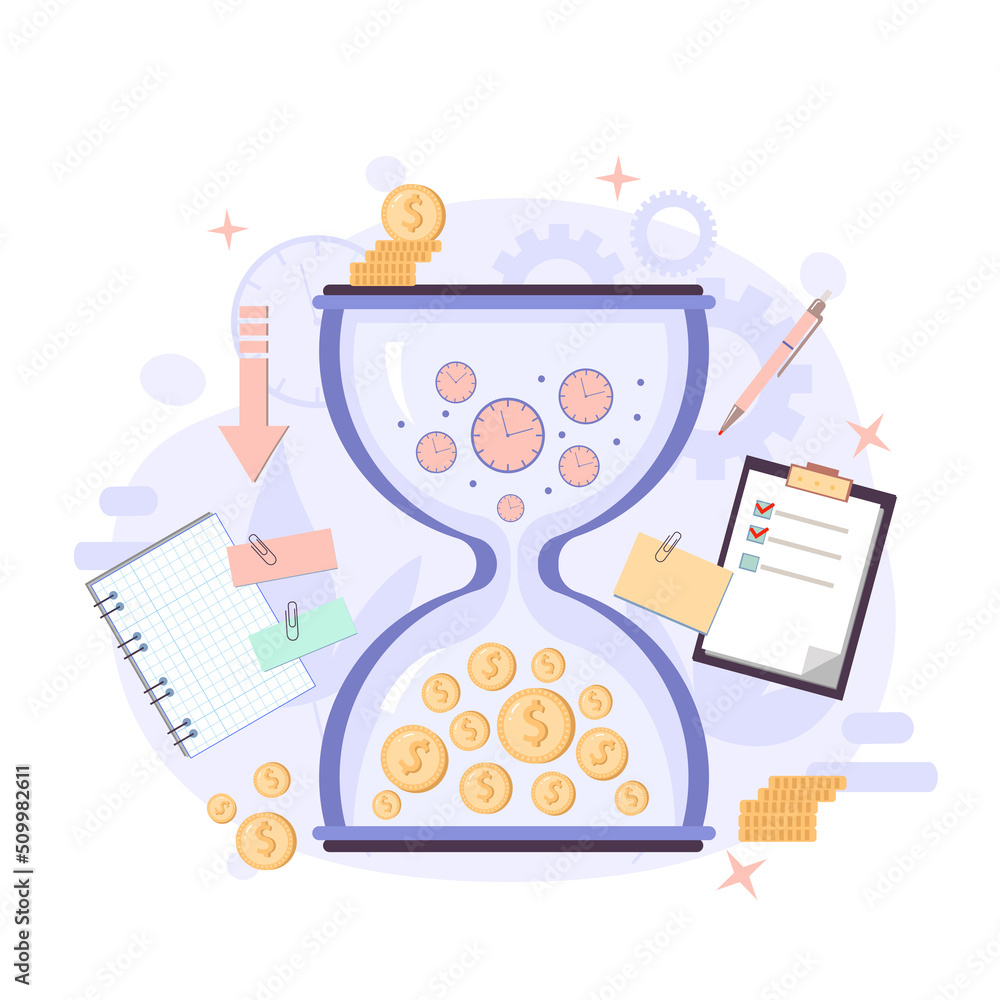 Productivity vector illustration. Effective time management elements ...