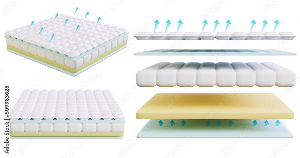 3d illustration composition, inside, frame of air movement, blue arrows ...