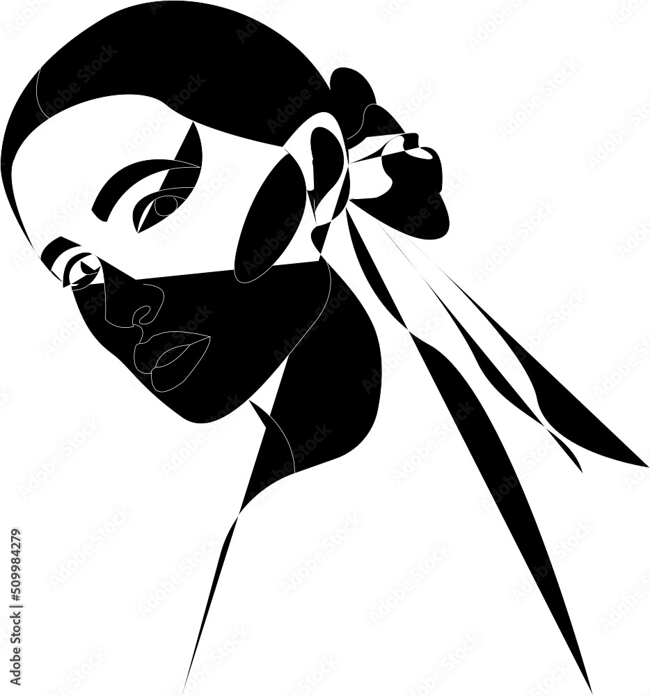 woman silhouette hand drawn line art Stock Vector | Adobe Stock