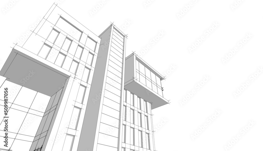 Office building architecture 3d rendering Stock Vector | Adobe Stock