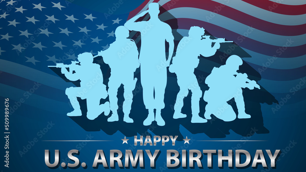 Happy US Army birthday celebration concept background in blue color and ...