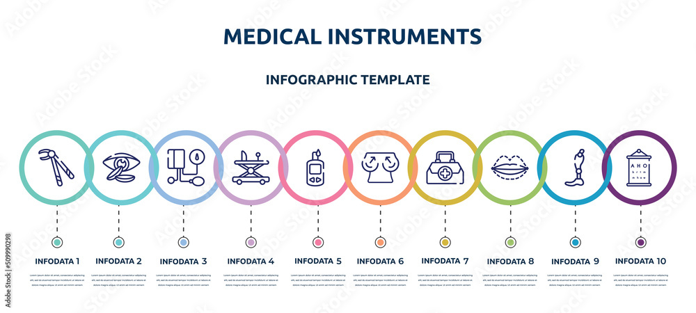 medical instruments concept infographic design template. included ...