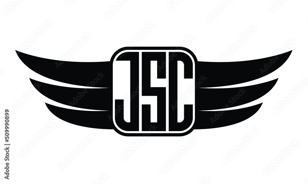 JSC three Letter Wings Flying Initial wing symbol minimalist creative ...