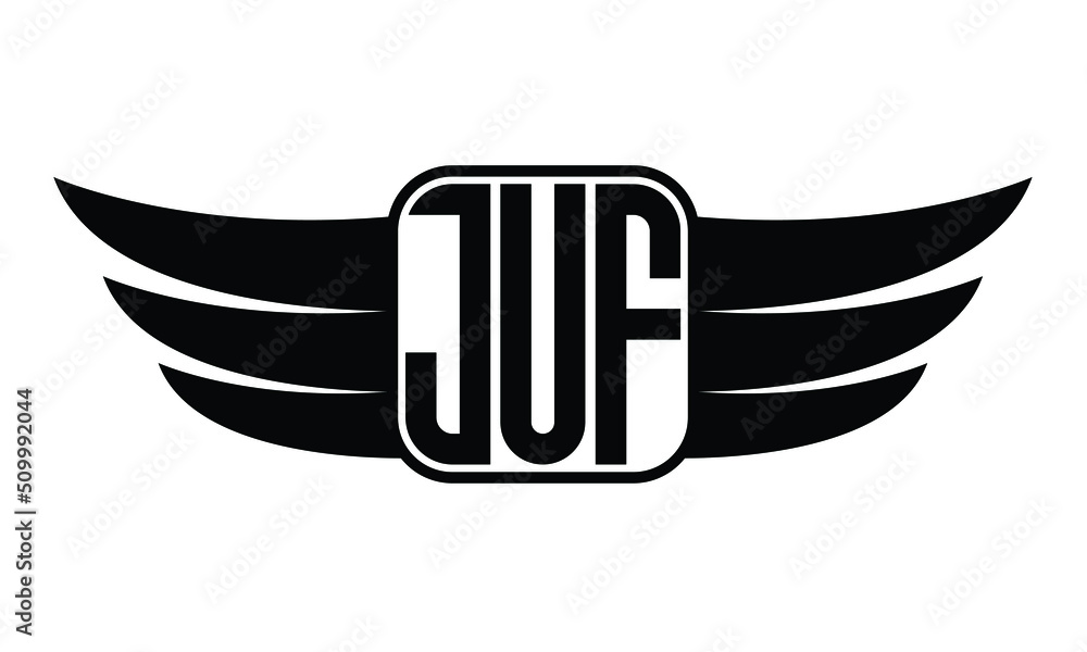 JUF three Letter Wings Flying Initial wing symbol minimalist creative ...