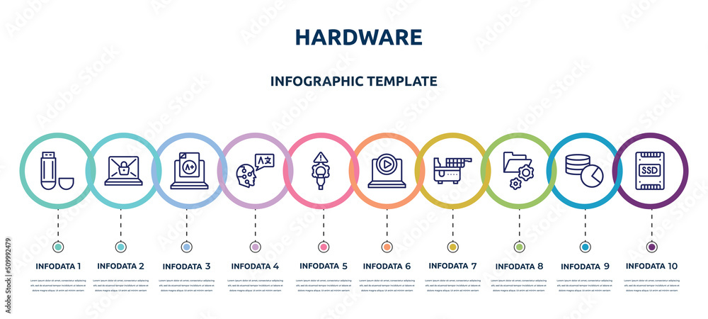 hardware concept infographic design template. included usb flash drive ...