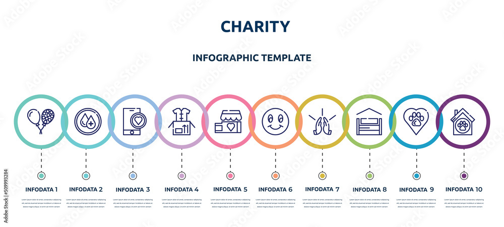 charity concept infographic design template. included ballons, clean ...