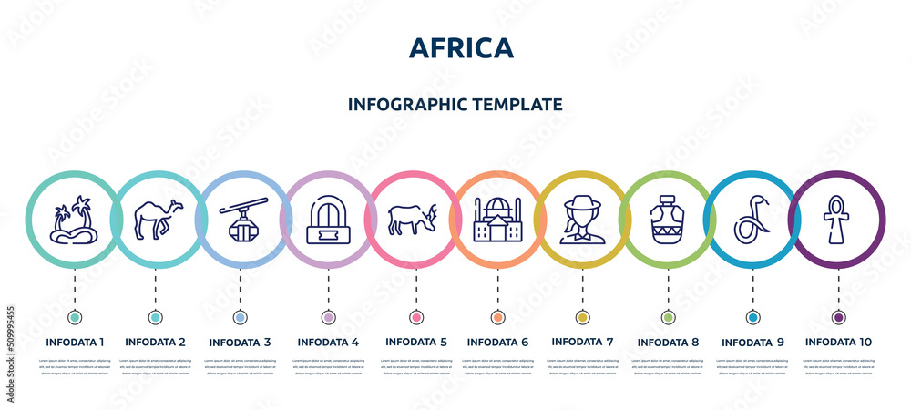 africa concept infographic design template. included oasis, camel ...