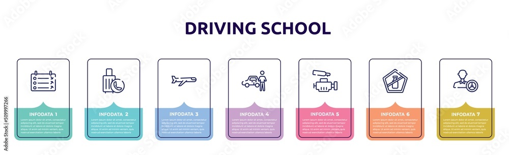 driving school concept infographic design template. included departure ...