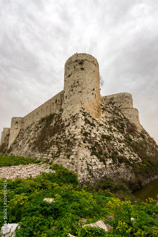 Krak des Chevaliers medieval crusader castle in Syria, a world heritage ...