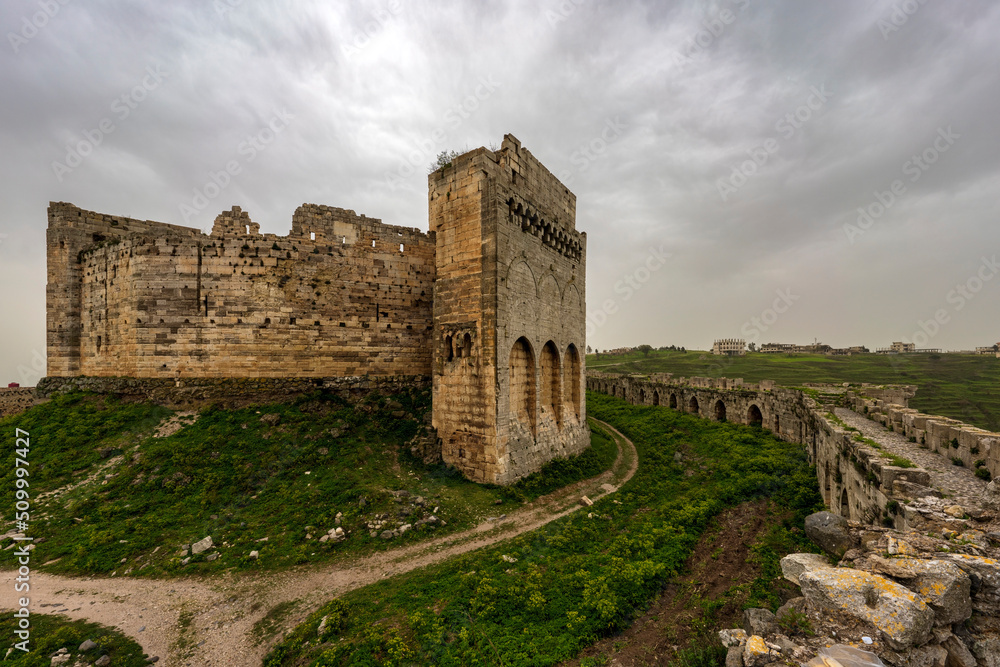 Krak des Chevaliers medieval crusader castle in Syria, a world heritage ...