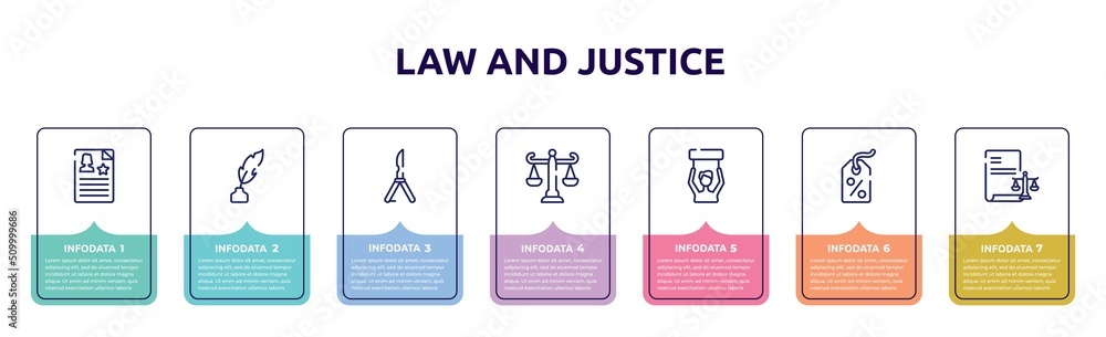 law and justice concept infographic design template. included criminal ...