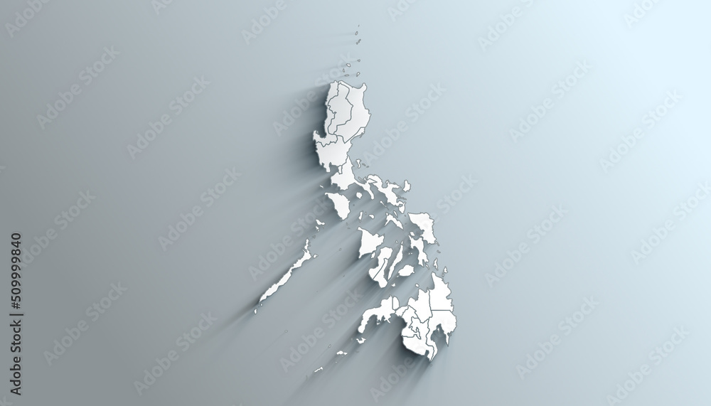 Modern White Map of Philippines with Regions With Shadow Stock ...