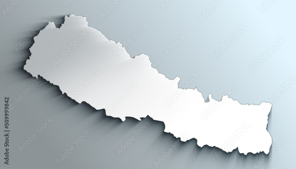 Modern White Map of Nepal With Shadow Stock Illustration | Adobe Stock