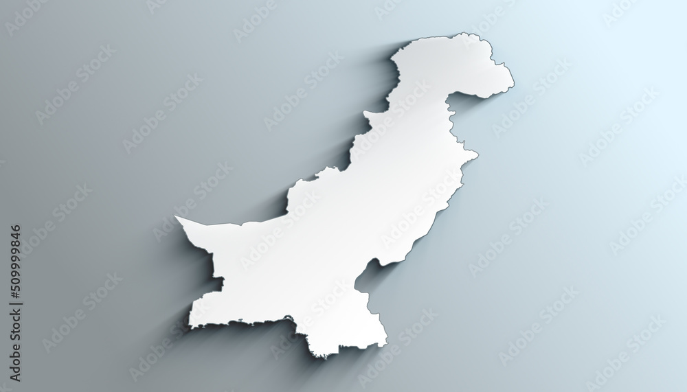 Modern White Map of Pakistan With Shadow Stock Illustration | Adobe Stock