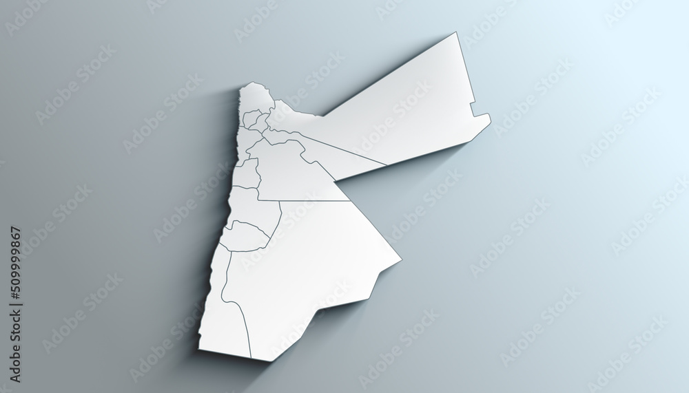 Modern White Map of Jordan with Governorates With Shadow Stock ...