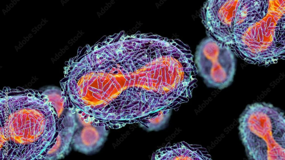 Monkeypox virus, 3D animation. A zoonotic virus from Poxviridae family ...