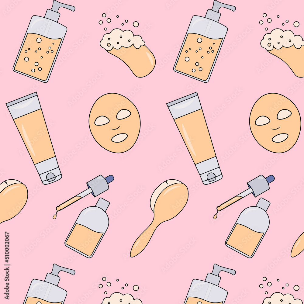 cartoon skin care background patternt vector for flayer, blank, print ...