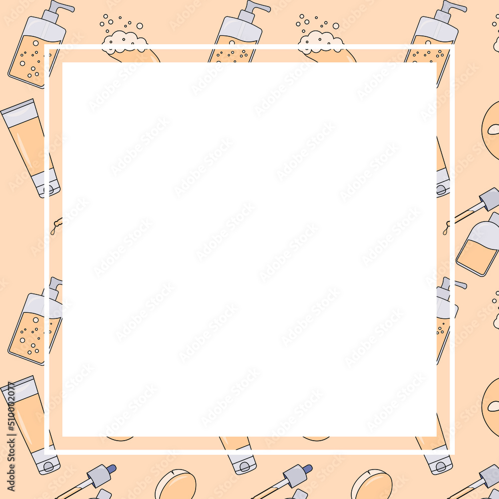 cartoon skin care frame vector for flayer, blank, price or social media ...