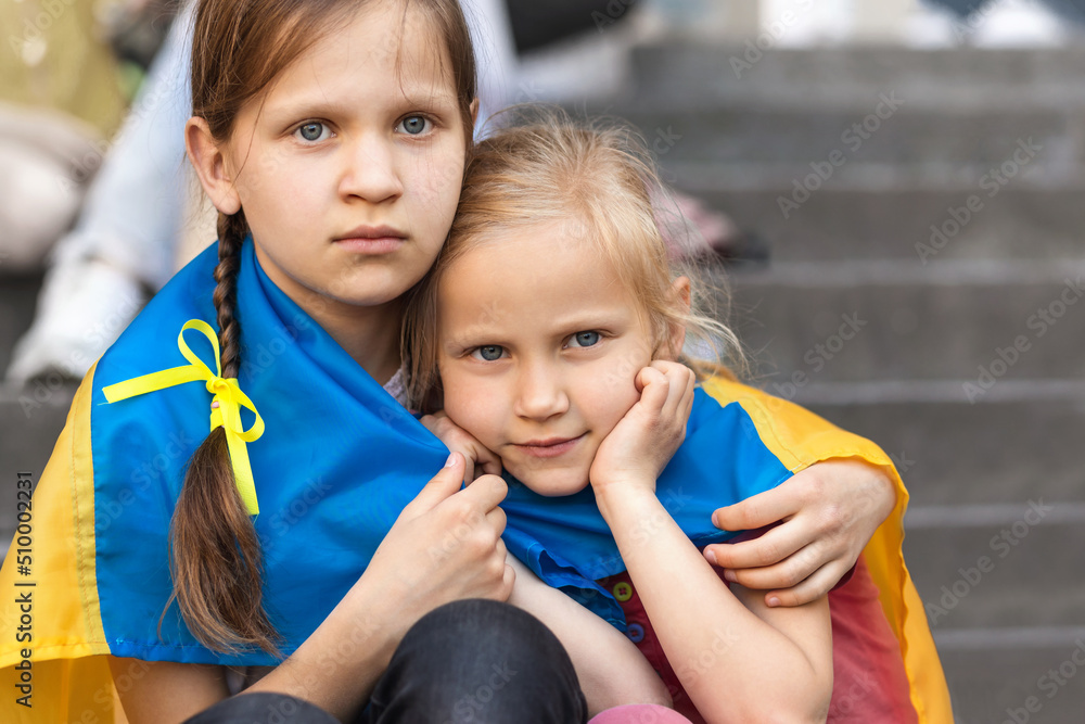 Evacuation Kids from War Ukraine. Ukrainian Migrant Kids. Children ...